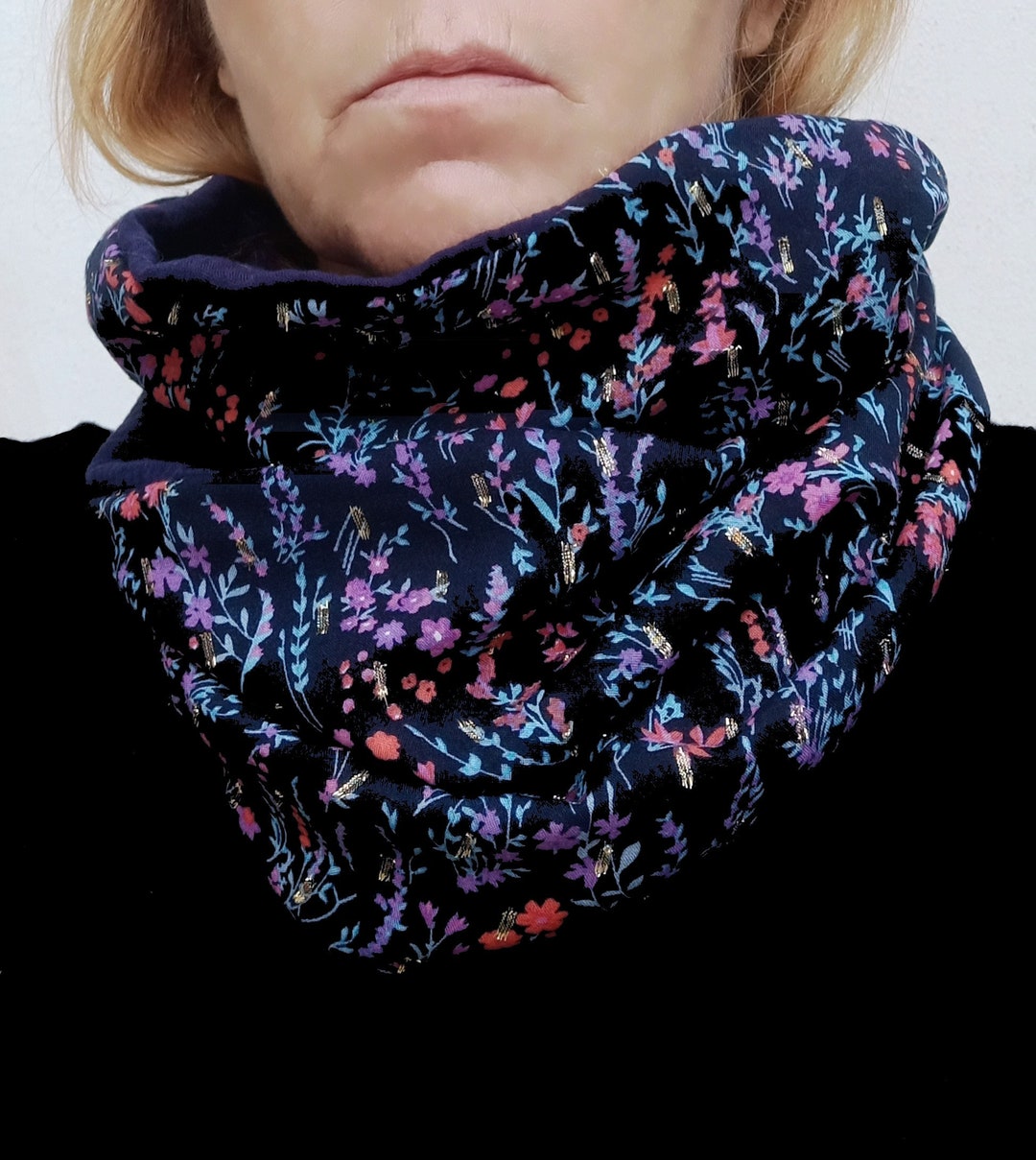 Women's Snood, Double Collar, Tube Scarf, Scarf, Neck Warmer, Double ...