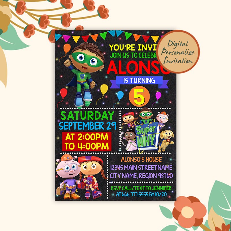 Super Why Invitation - Etsy