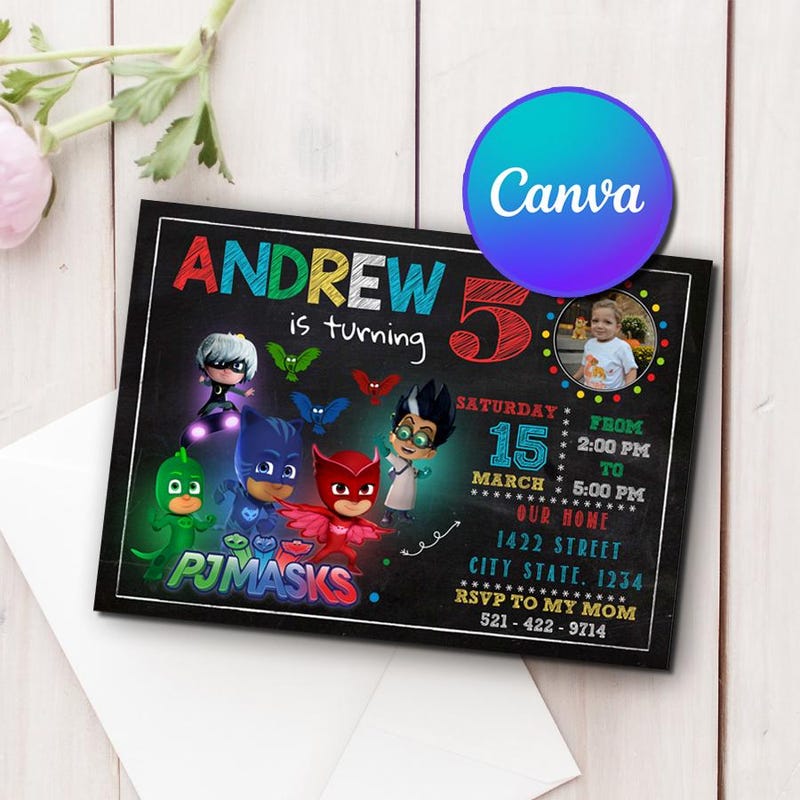 Pj Masks Invitation - Etsy