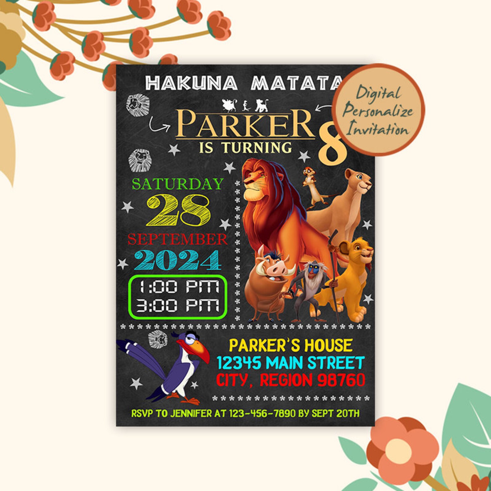 Lion King Birthday Invitation, Lion King Birthday Party, Lion King ...