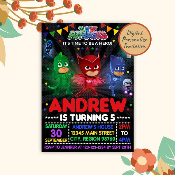 Pj Masks Invitation - Etsy