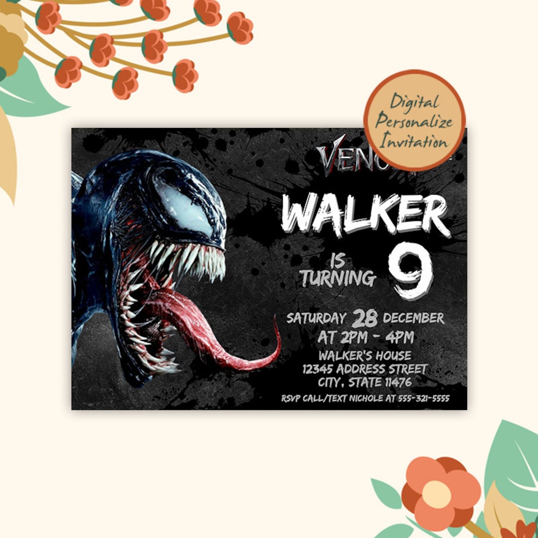 Venom Birthday Invitation, Venom Birthday Party Supplies, Venom ...