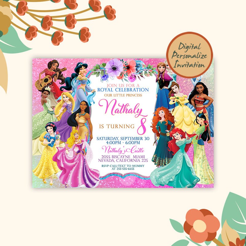 Princess Birthday Invitation, Princess Birthday Party, Princess Party ...
