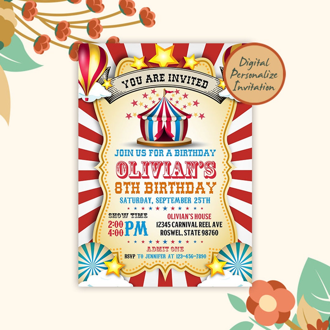 Carnival Invitation, Carnival Birthday Invitation, Carnival Party ...