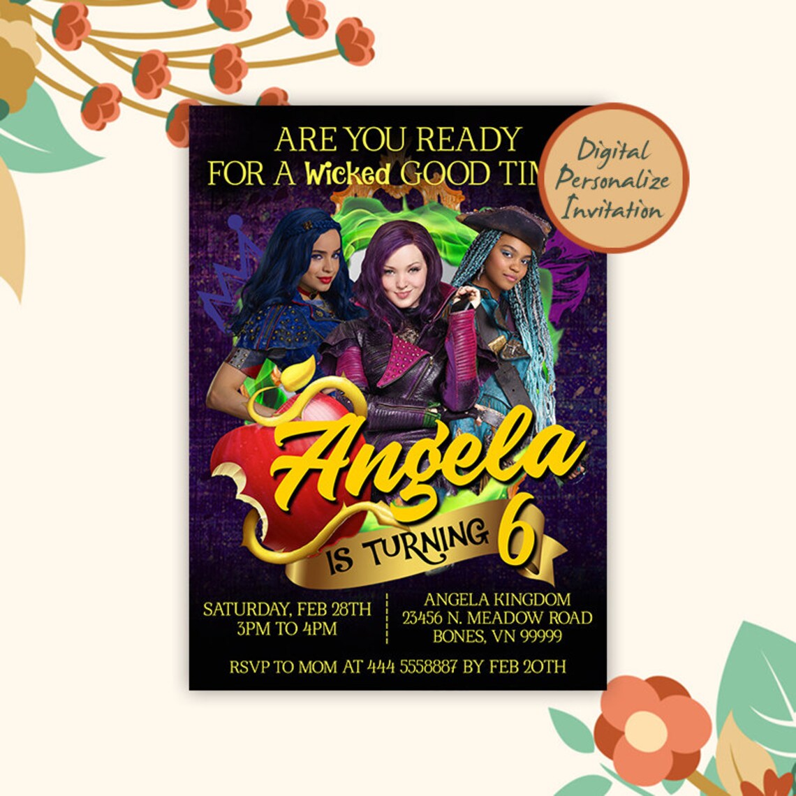 Descendants Invitation Descendants Birthday Invitation | Etsy