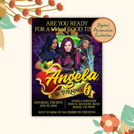 Descendants Invitation Descendants Birthday Invitation | Etsy