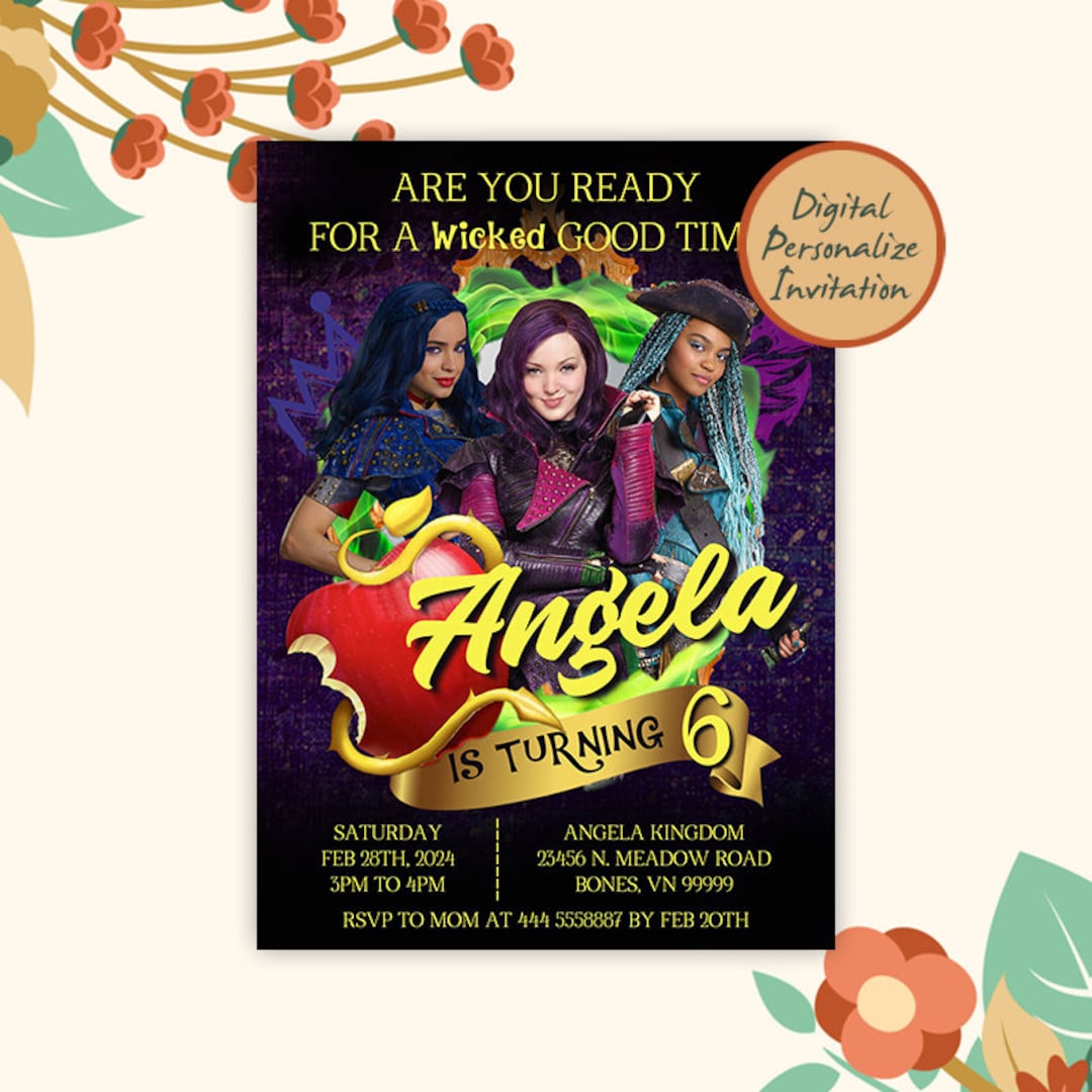 Descendants Invitation, Descendants Birthday Invitation, Descendants ...