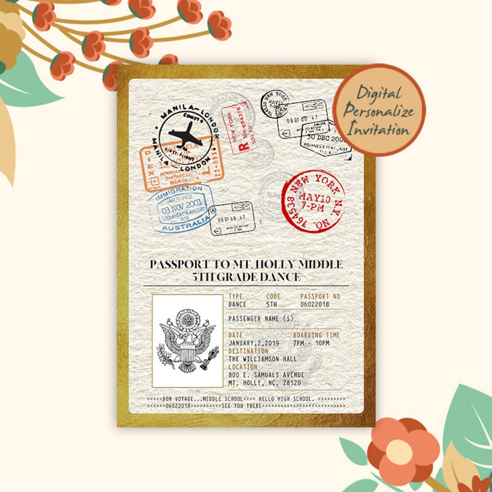 Passport Invitation, Passport Birthday Invitation, Passport Party ...