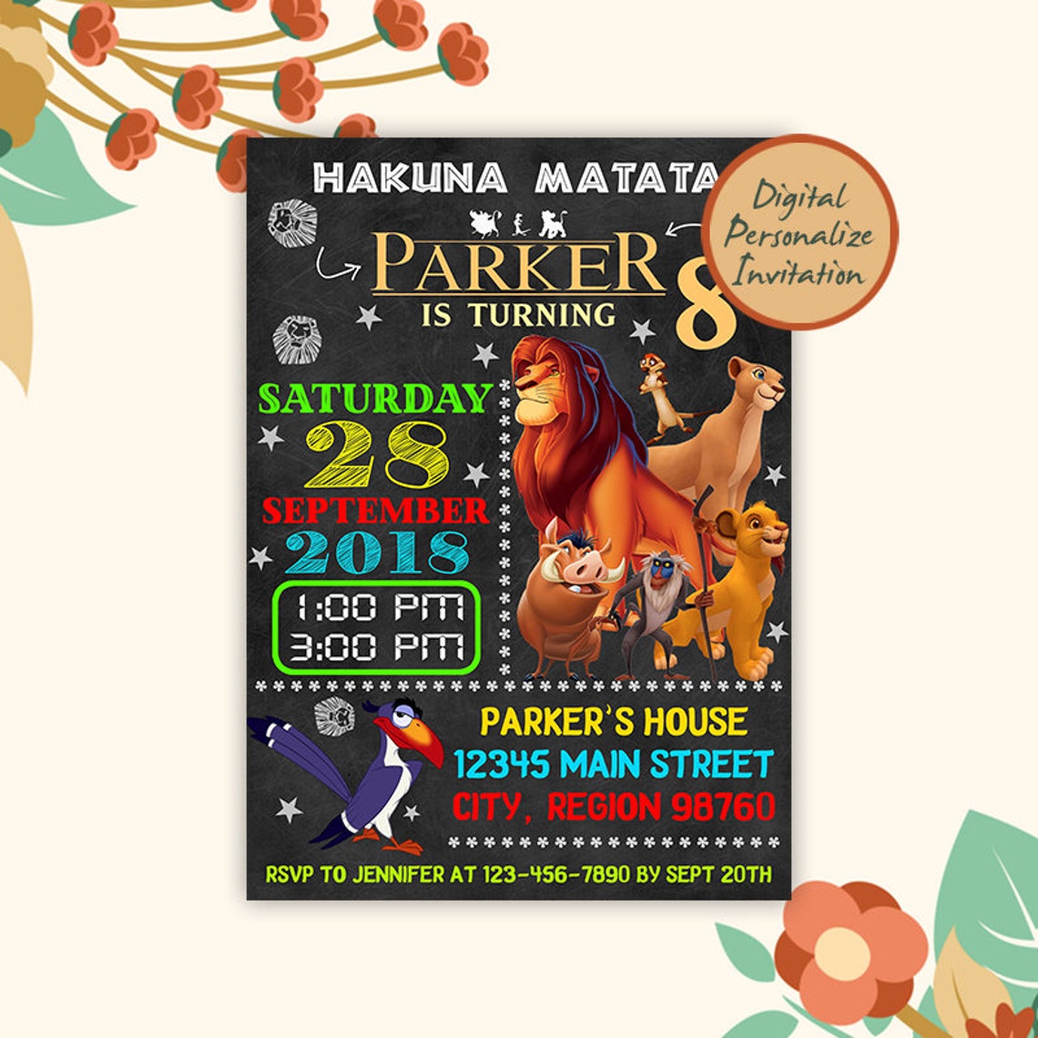Lion King Birthday Invitation, Lion King Birthday Party, Lion King ...