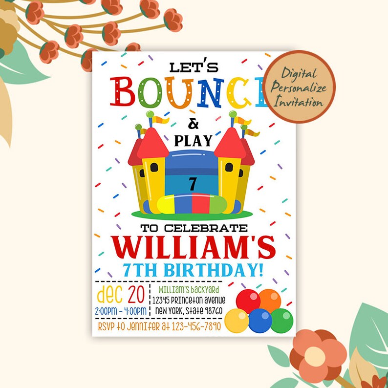 Bounce House Invitation, Bounce House Birthday, Bounce House Party ...