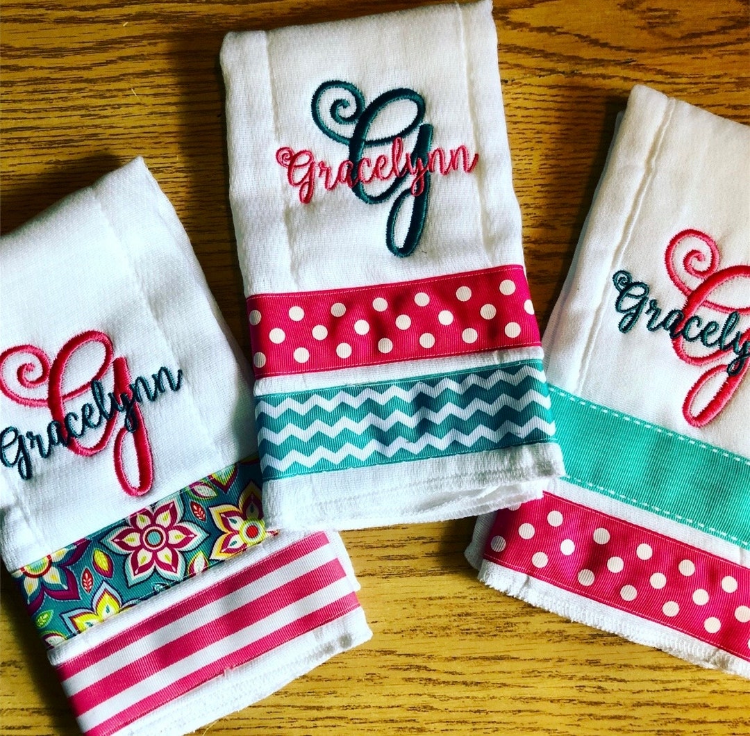 Custom Burp Rags, Floral, Turquoise, Teal, Pink, Personalized - Etsy