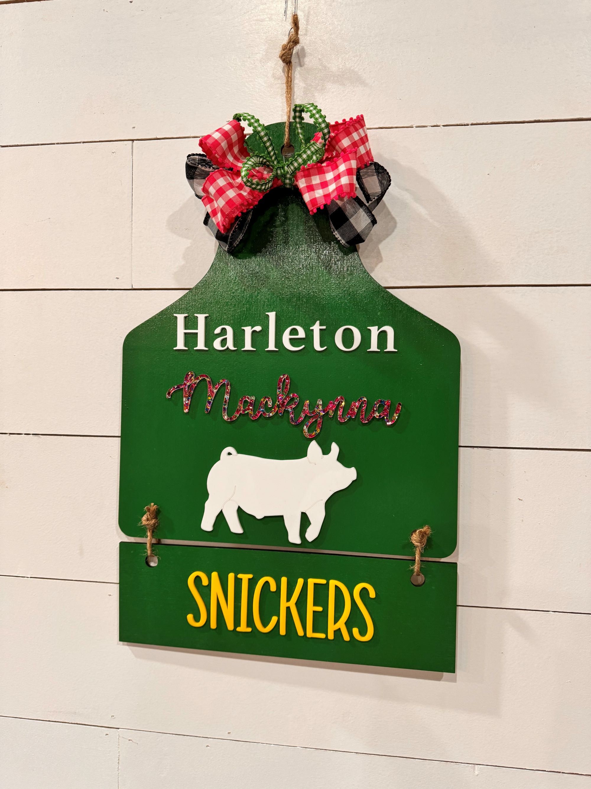 Livestock Show Stall Sign, Pig, Swine, Steer, Heifer, Cattle Tag, Cow ...