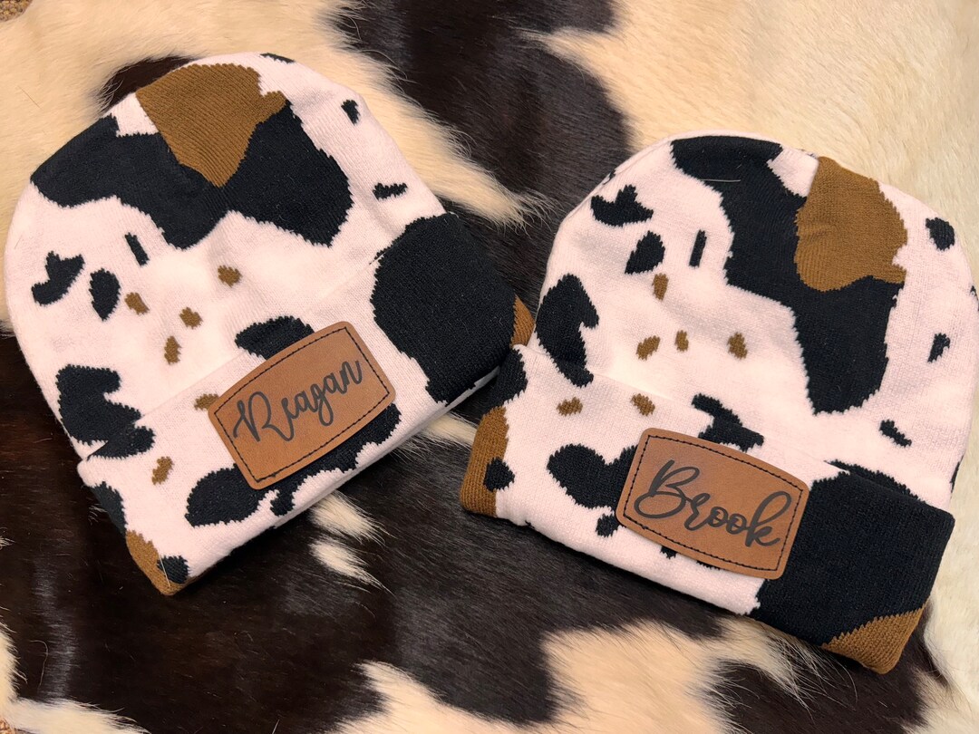 Cow Print Beanie - Etsy