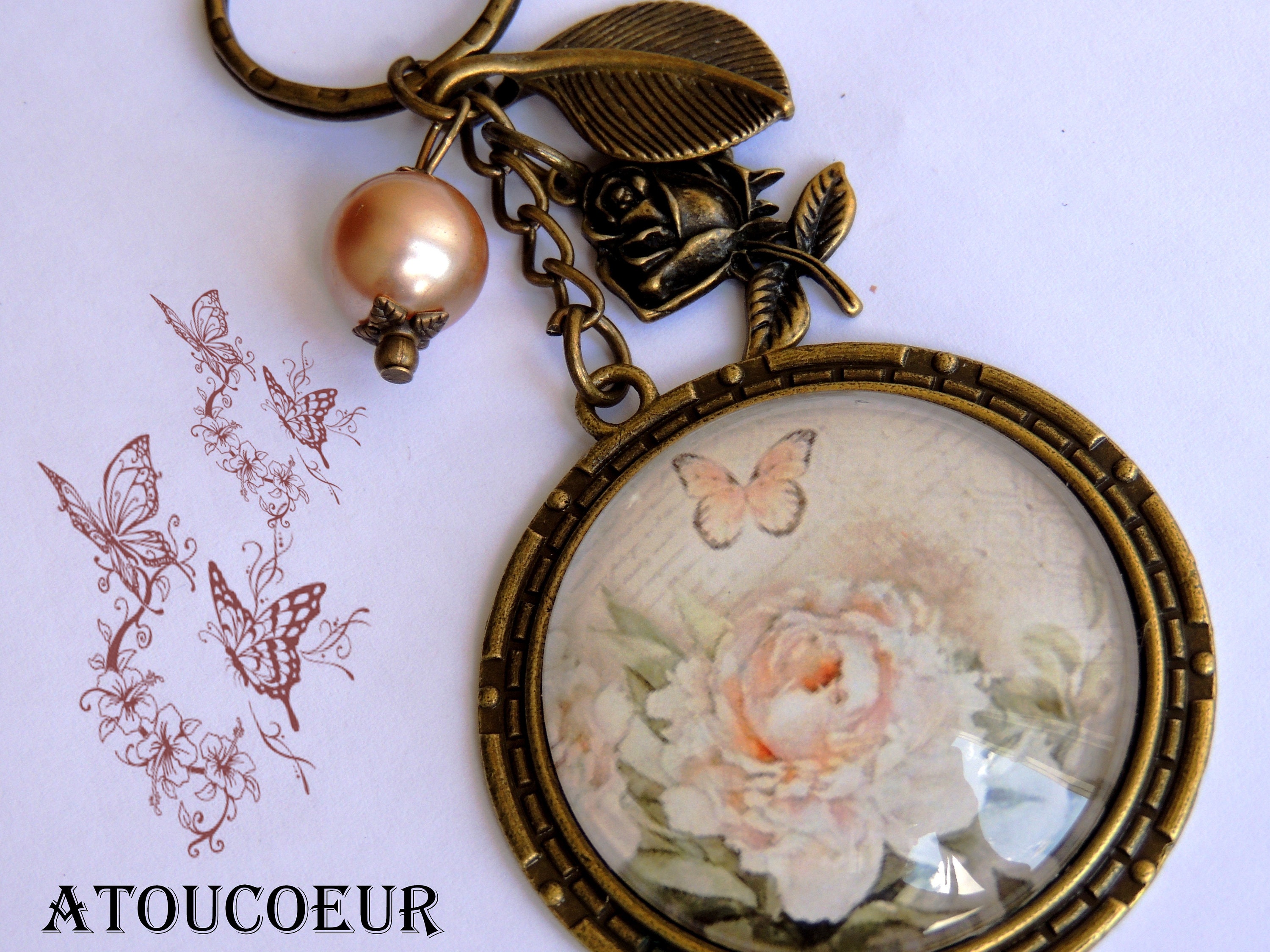 Cabochon Keychain the Keychain Ride Romantic Vintage - Etsy UK