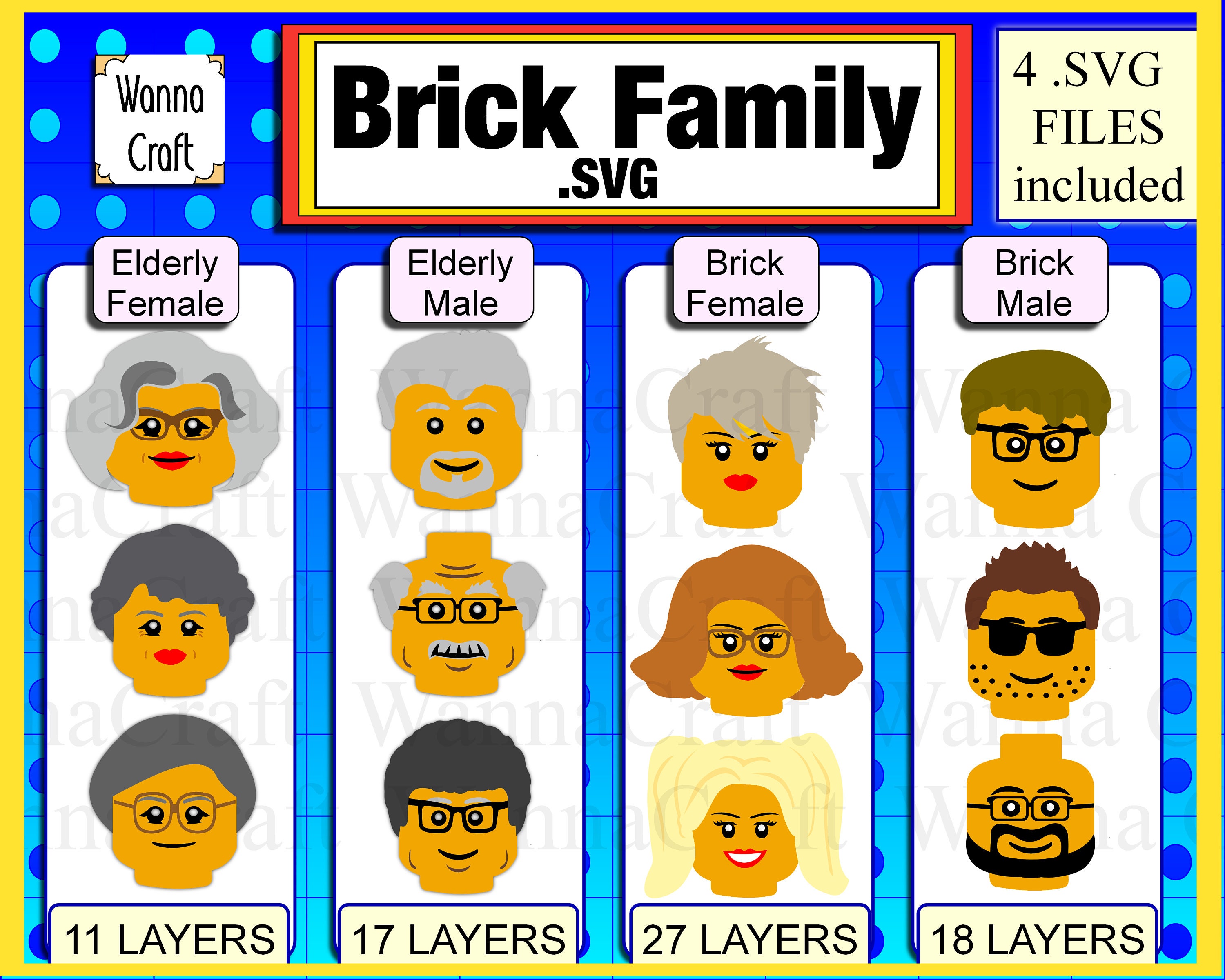 BRICK FAMILY. Digital Cut File, Mix&match to Print or Cut Your Custom ...
