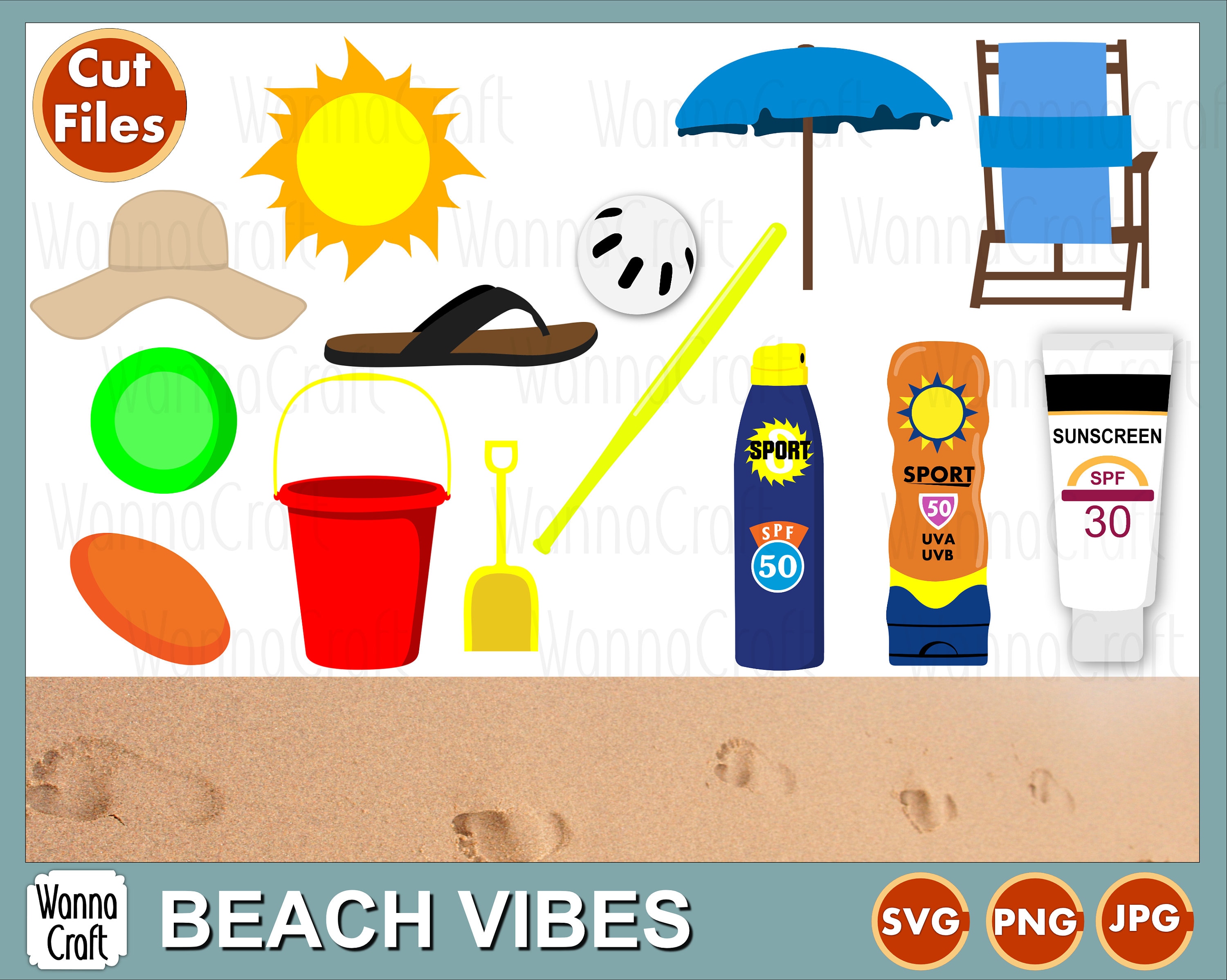 Beach Vibes. Beach Inspired Clipart and SVG Cut Files for Cricut and ...