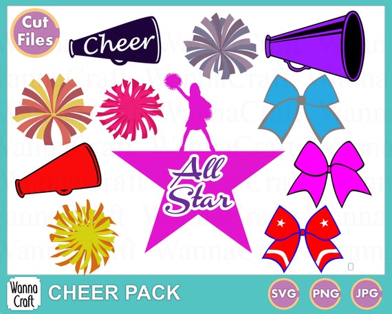 Cheer Bundle Megaphone SVG Cheer Pom Pom SVG and Cheer | Etsy