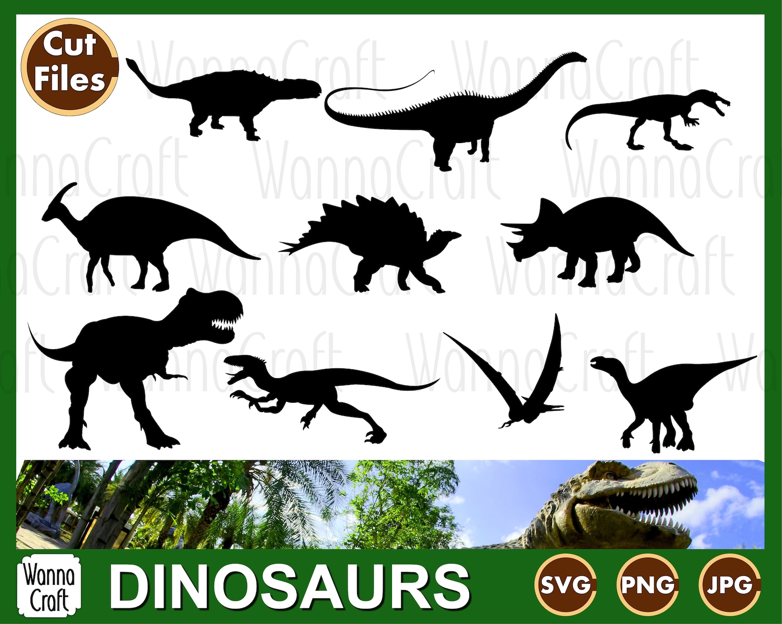 Dinosaur Silhouettes. Dinosaur Cut Files. Dino SVG Cut Files. Dinosaur ...