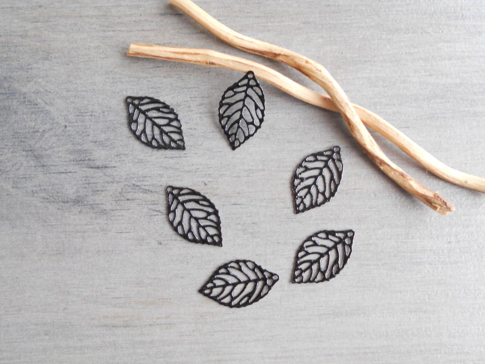 Lot de 10 estampes feuilles filigranes noire - Etsy France