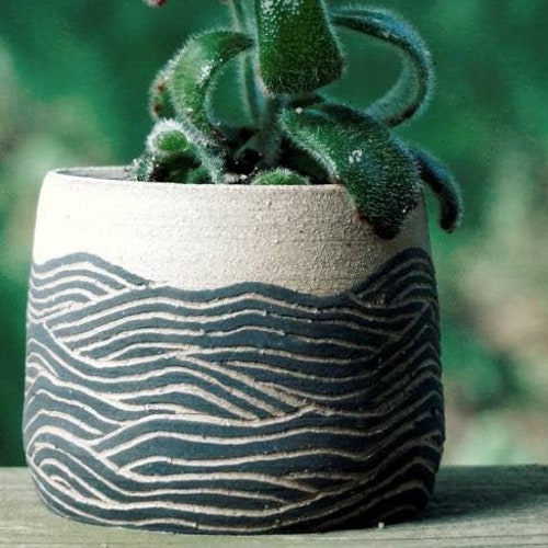 Carved Waves Handmade Ceramic Succulent Pots Clay Pottery - Etsy