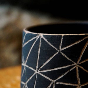 Carved Triangles- Handmade Ceramic Succulent Pots Clay Pottery Planters ...