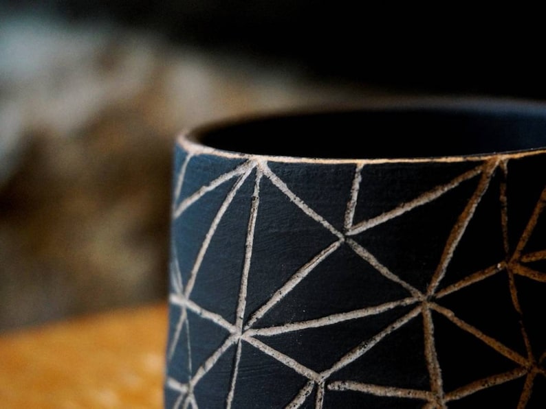 Carved Triangles Handmade Ceramic Succulent Pots Clay Pottery | Etsy