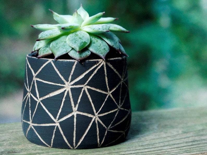 Carved Triangles Handmade Ceramic Succulent Pots Clay Pottery - Etsy