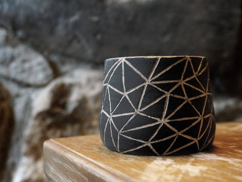 Carved Triangles Handmade Ceramic Succulent Pots Clay Pottery | Etsy