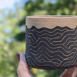 Carved Waves- Handmade Ceramic Succulent Pots Clay Pottery Planters for ...
