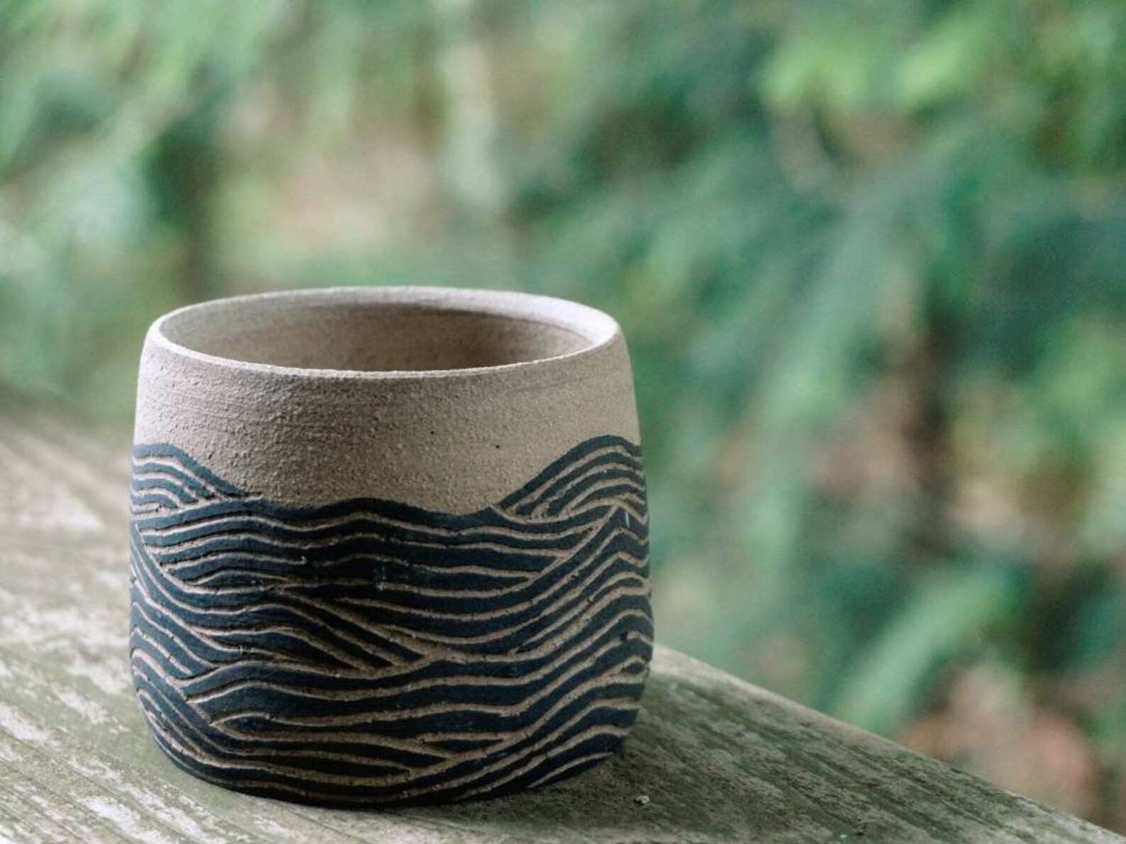Carved Waves Handmade Ceramic Succulent Pots Clay Pottery - Etsy