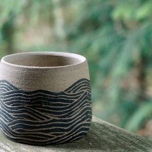 Carved Waves- Handmade Ceramic Succulent Pots Clay Pottery Planters for ...