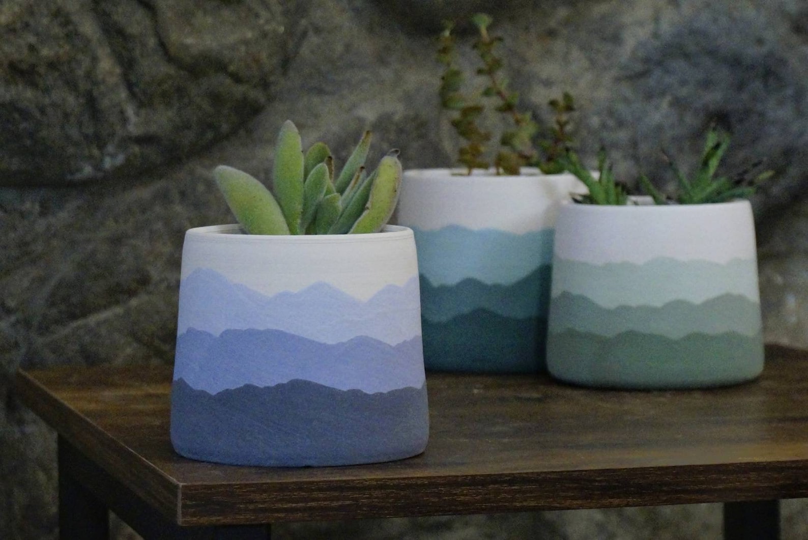 Purple Mountain Ridges Handmade Ceramic Pottery Planter Succulent Pots ...