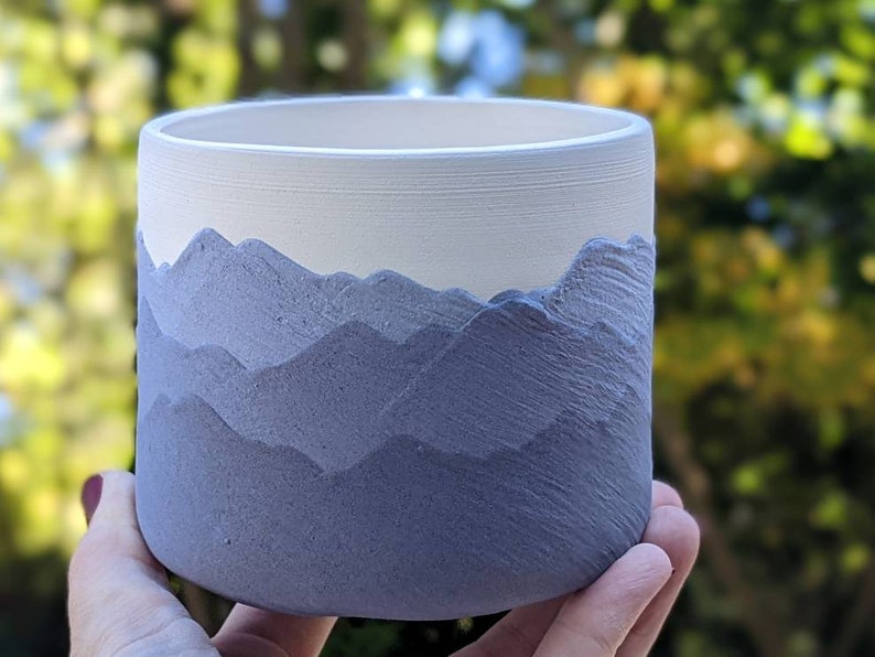 Purple Mountain Ridges Handmade Ceramic Pottery Planter - Etsy