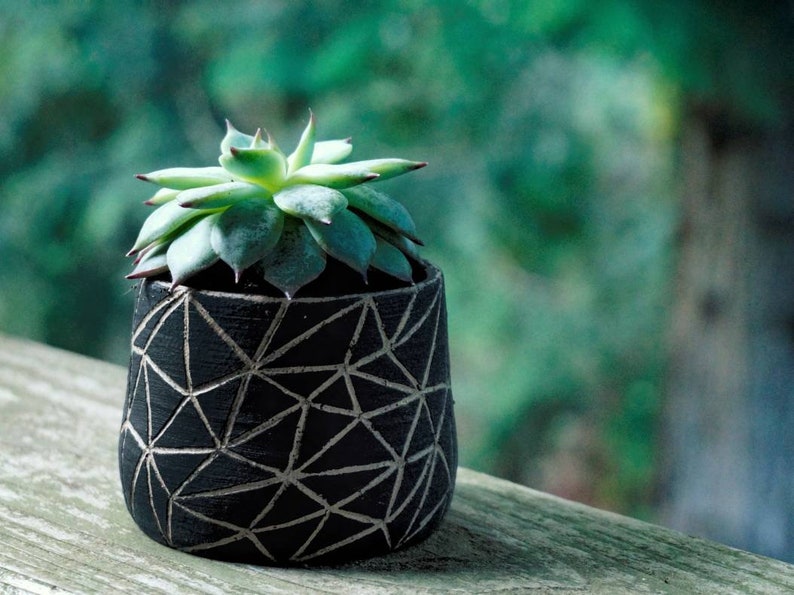 Carved Triangles Handmade Ceramic Succulent Pots Clay Pottery - Etsy
