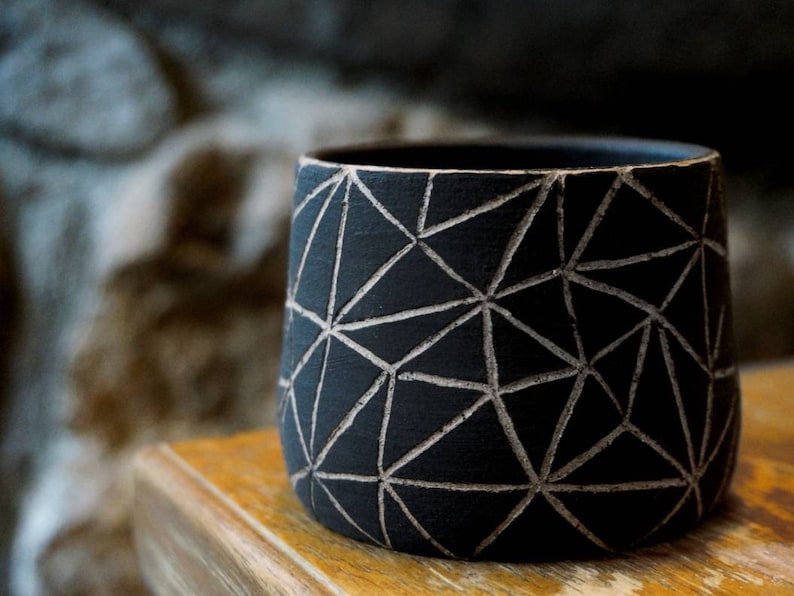 Carved Triangles Handmade Ceramic Succulent Pots Clay Pottery - Etsy