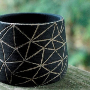 Carved Triangles- Handmade Ceramic Succulent Pots Clay Pottery Planters ...