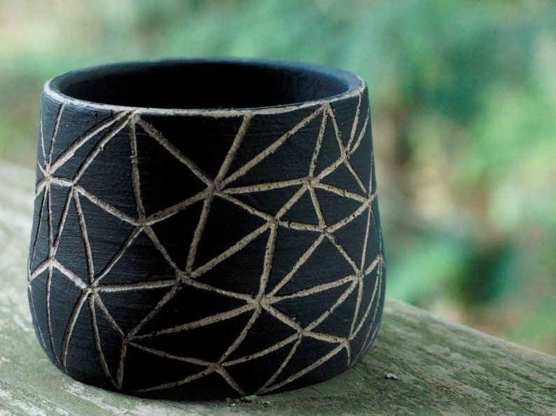 Carved Triangles Handmade Ceramic Succulent Pots Clay Pottery - Etsy