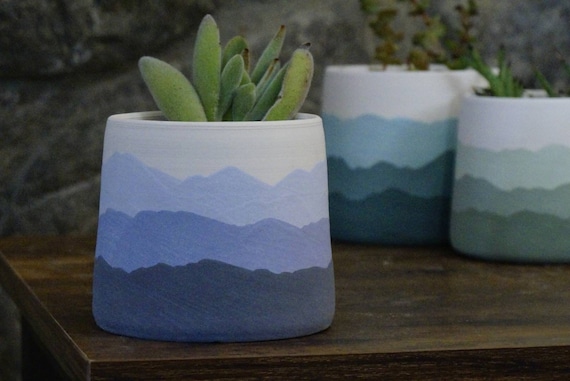 Purple Mountain Ridges Handmade Ceramic Pottery Planter | Etsy