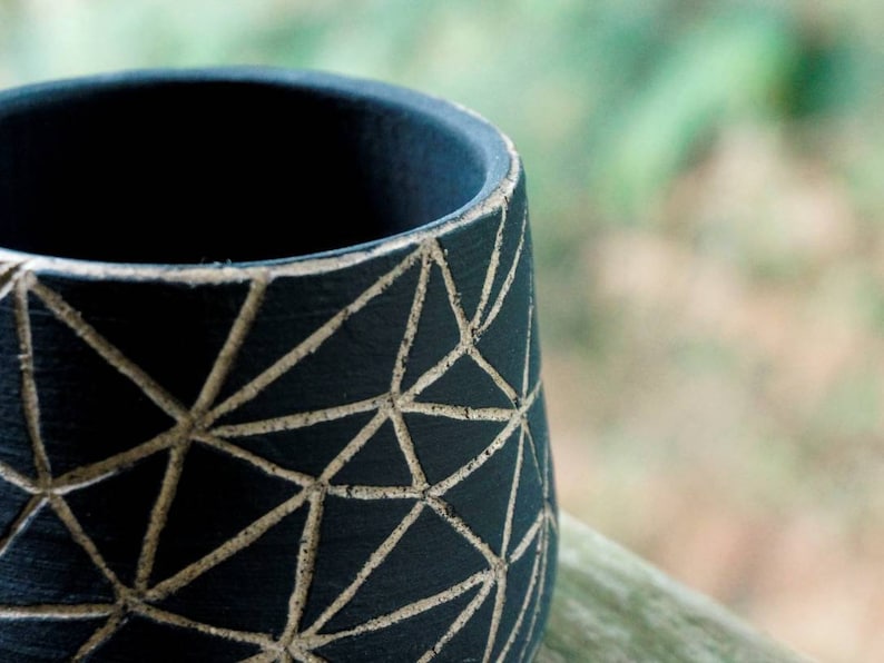 Carved Triangles Handmade Ceramic Succulent Pots Clay Pottery - Etsy