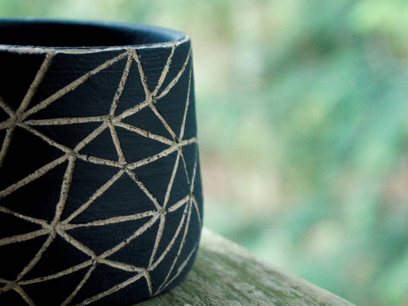 Carved Triangles Handmade Ceramic Succulent Pots Clay Pottery | Etsy