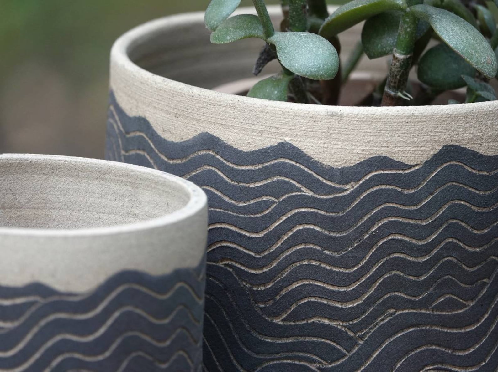 Carved Waves Handmade Ceramic Succulent Pots Clay Pottery - Etsy