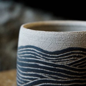 Carved Waves- Handmade Ceramic Succulent Pots Clay Pottery Planters for ...