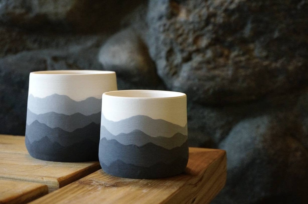 Mountain Ridges - Handmade Ceramic Pottery Planter Succulent Pots With ...