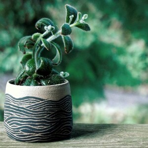 Carved Waves- Handmade Ceramic Succulent Pots Clay Pottery Planters for ...