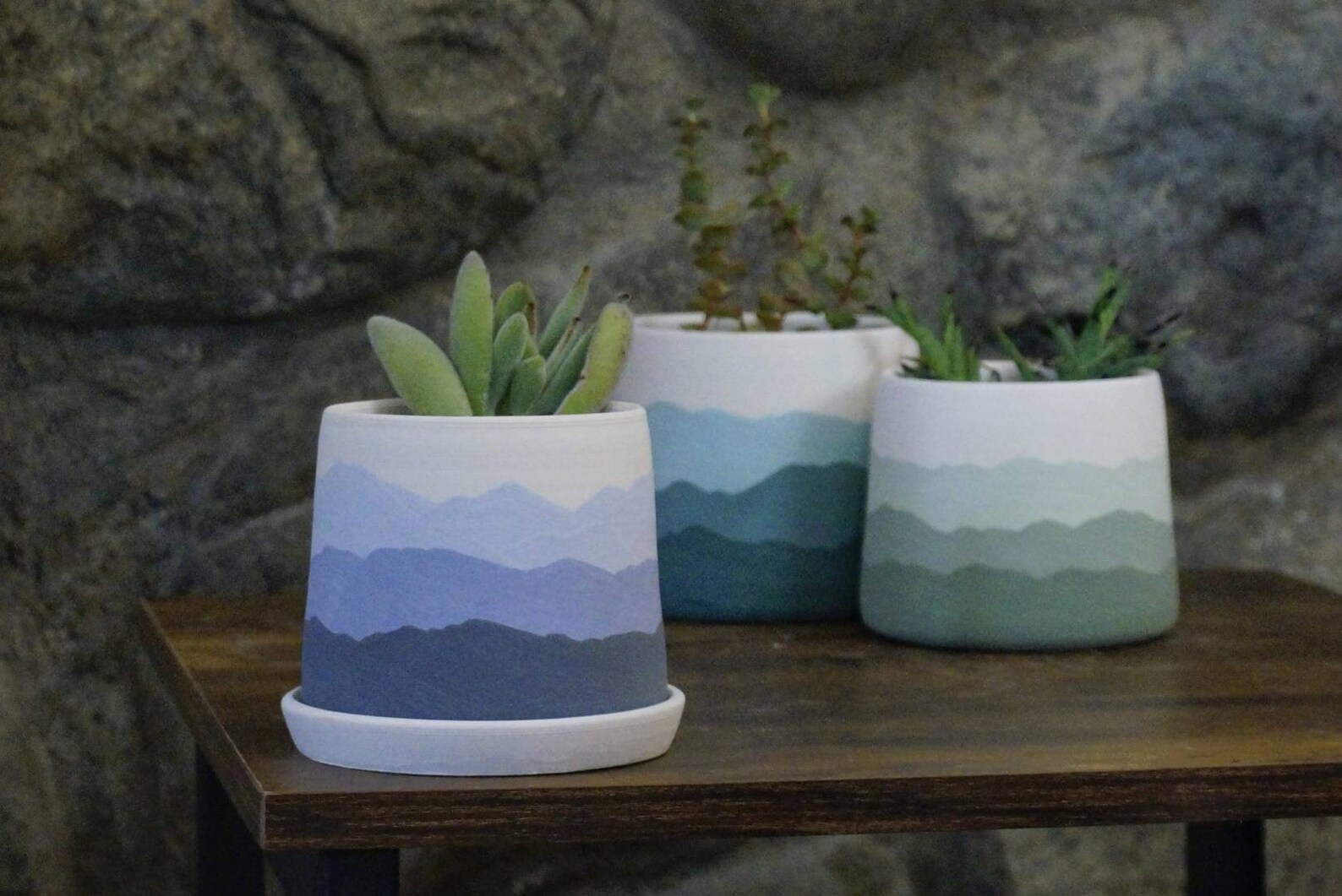 Purple Mountain Ridges Handmade Ceramic Pottery Planter Succulent Pots ...