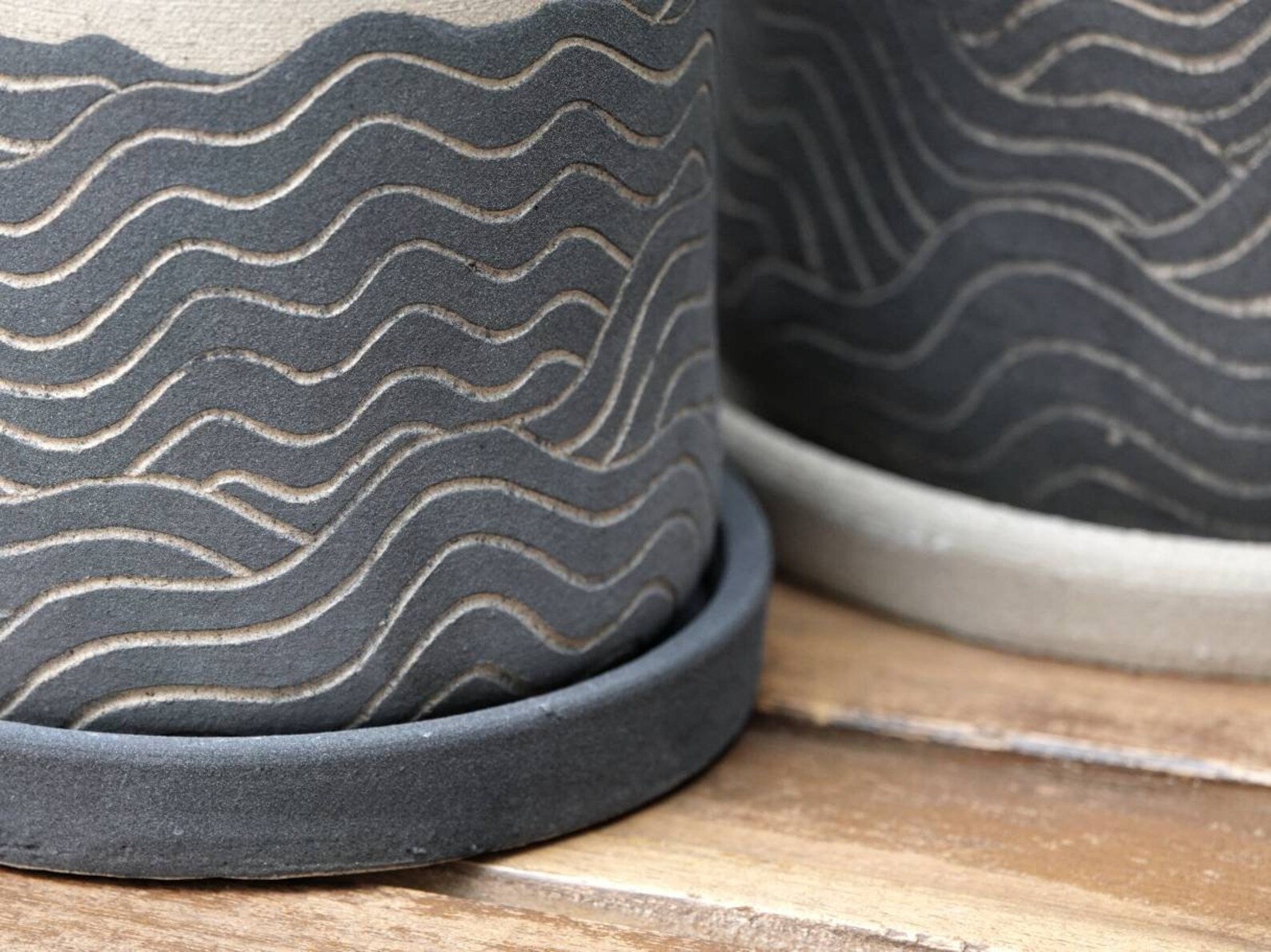 Carved Waves Handmade Ceramic Succulent Pots Clay Pottery - Etsy