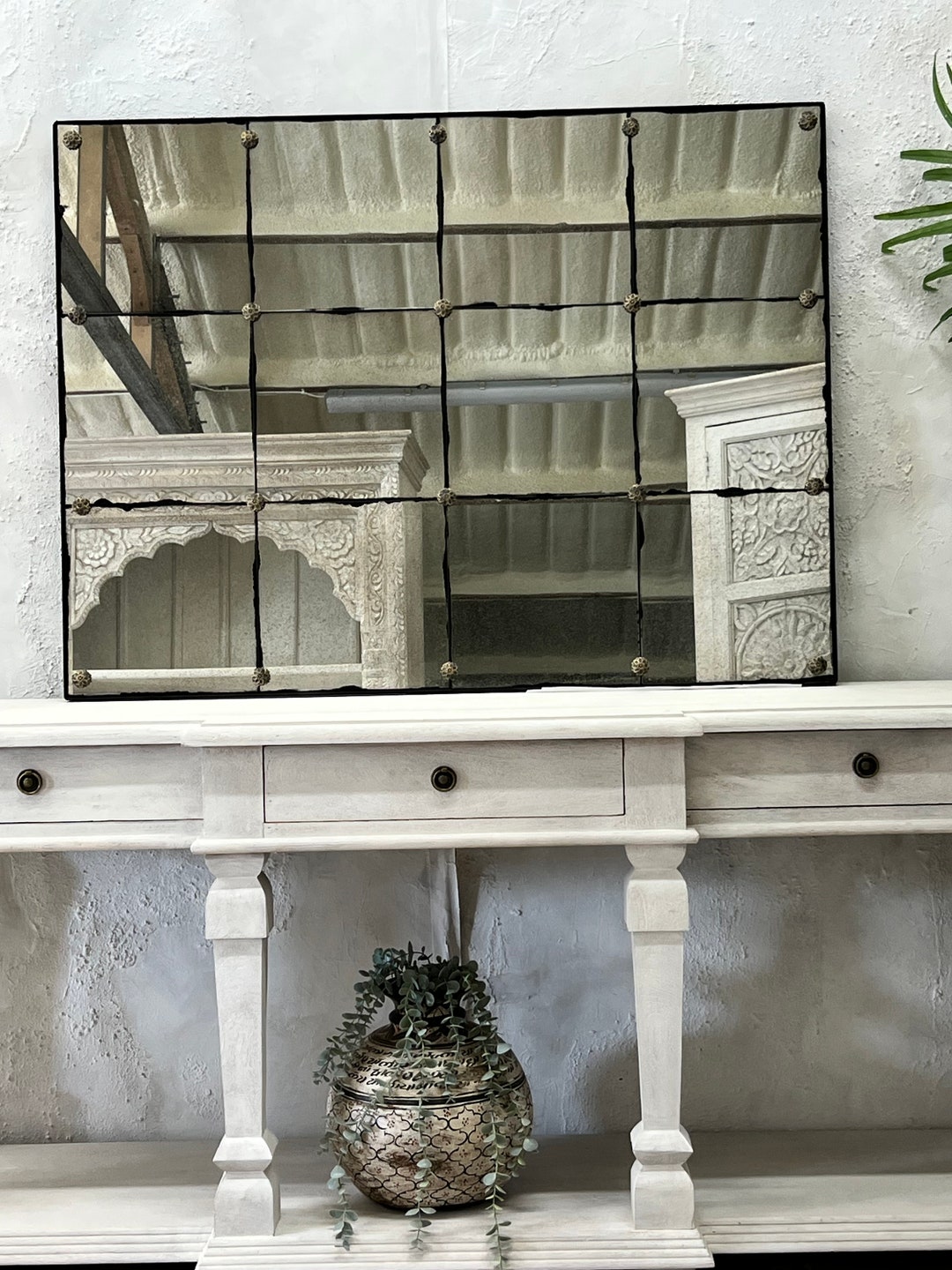 Beautiful French Cafe Mirror With Metal Flowers - Etsy