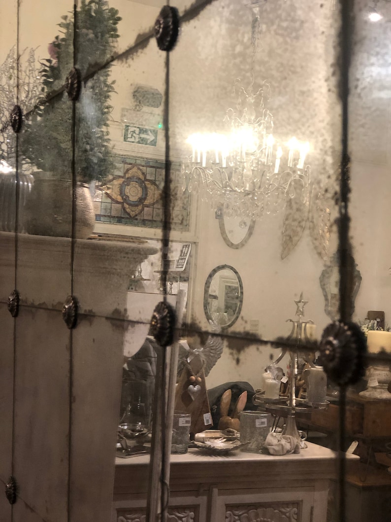 Beautiful French Cafe Mirror with Metal Flowers | Etsy