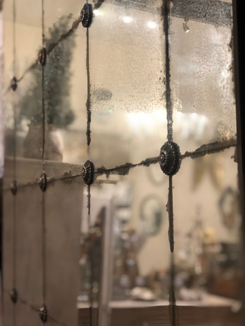 Beautiful French Cafe Mirror with Metal Flowers | Etsy