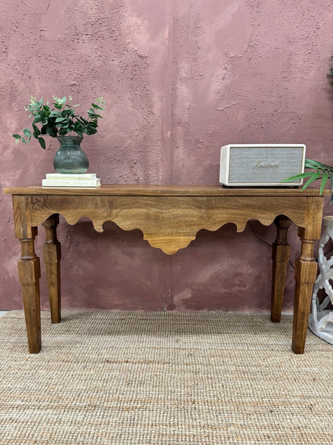 Hand Carved Mango Wood Console Table - Etsy